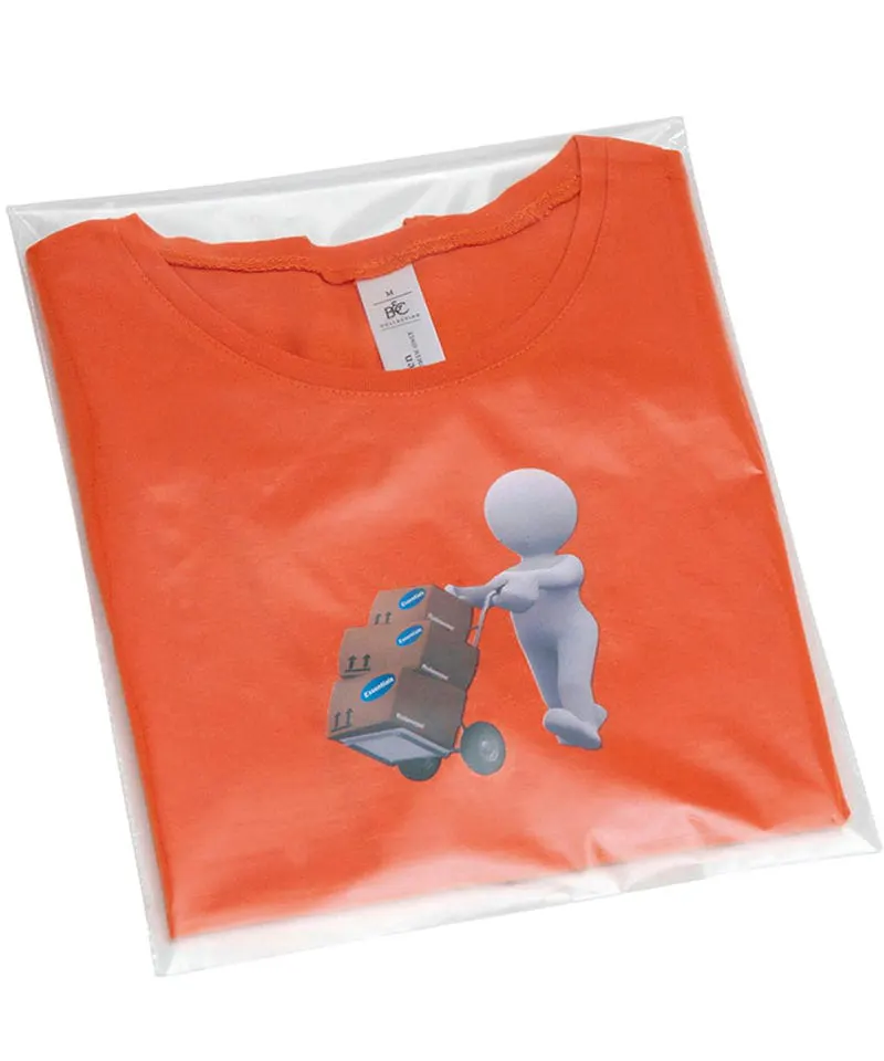 Essentials Clear Polythene Bags Stick Seal - Wholesale T-Shirts ...