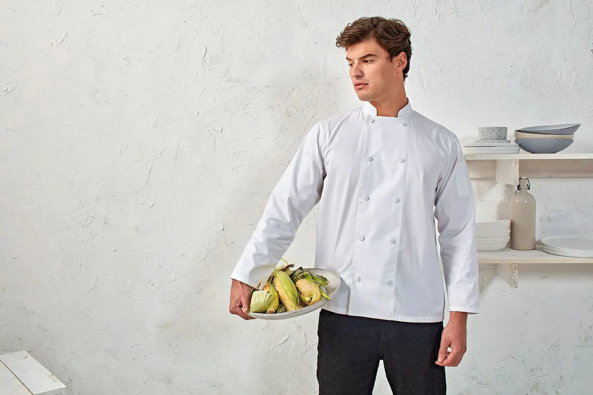 Premier Mens Chefs Coolchecker Long Sleeve Jacket - Wholesale T-Shirts ...