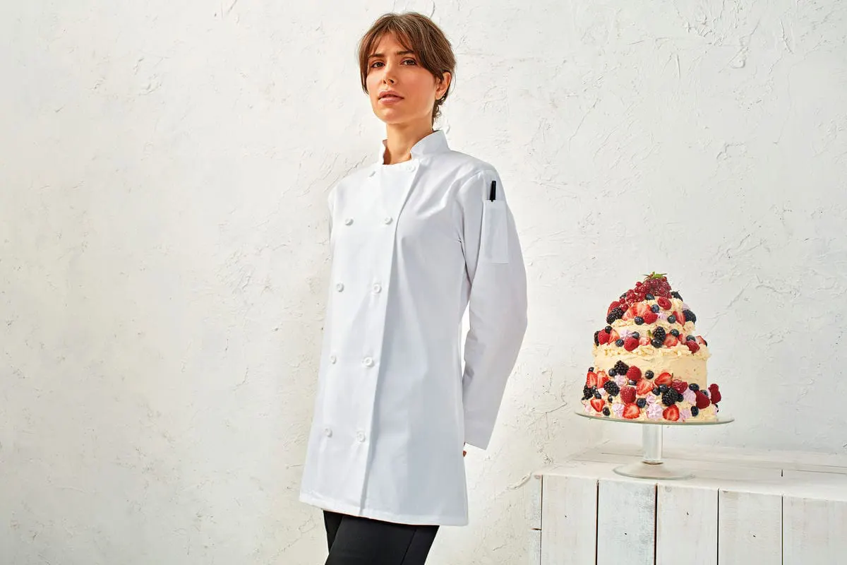 Premier Womens Long Sleeve Chefs Jacket - Wholesale T-Shirts & Hoodies ...